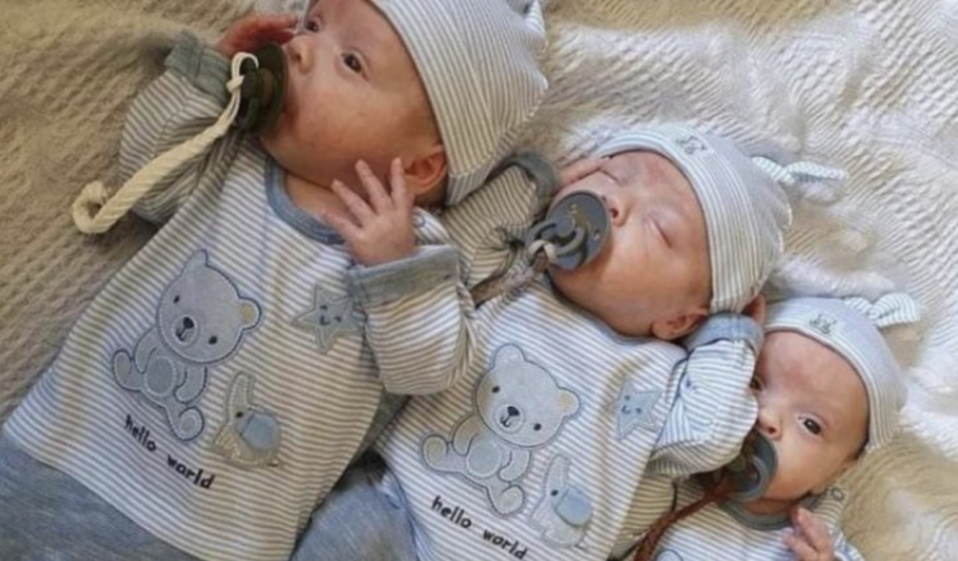This is an unusually rare case. A British woman gave birth to triplets ...