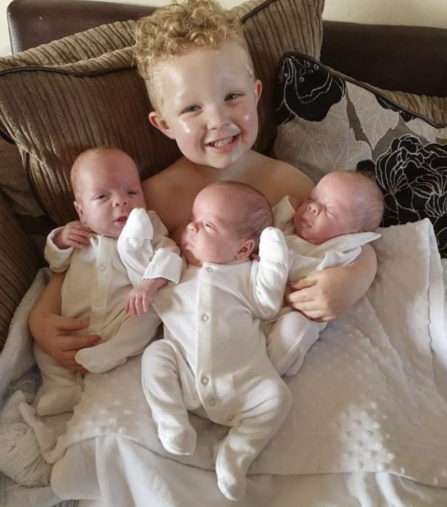 This is an unusually rare case. A British woman gave birth to triplets ...