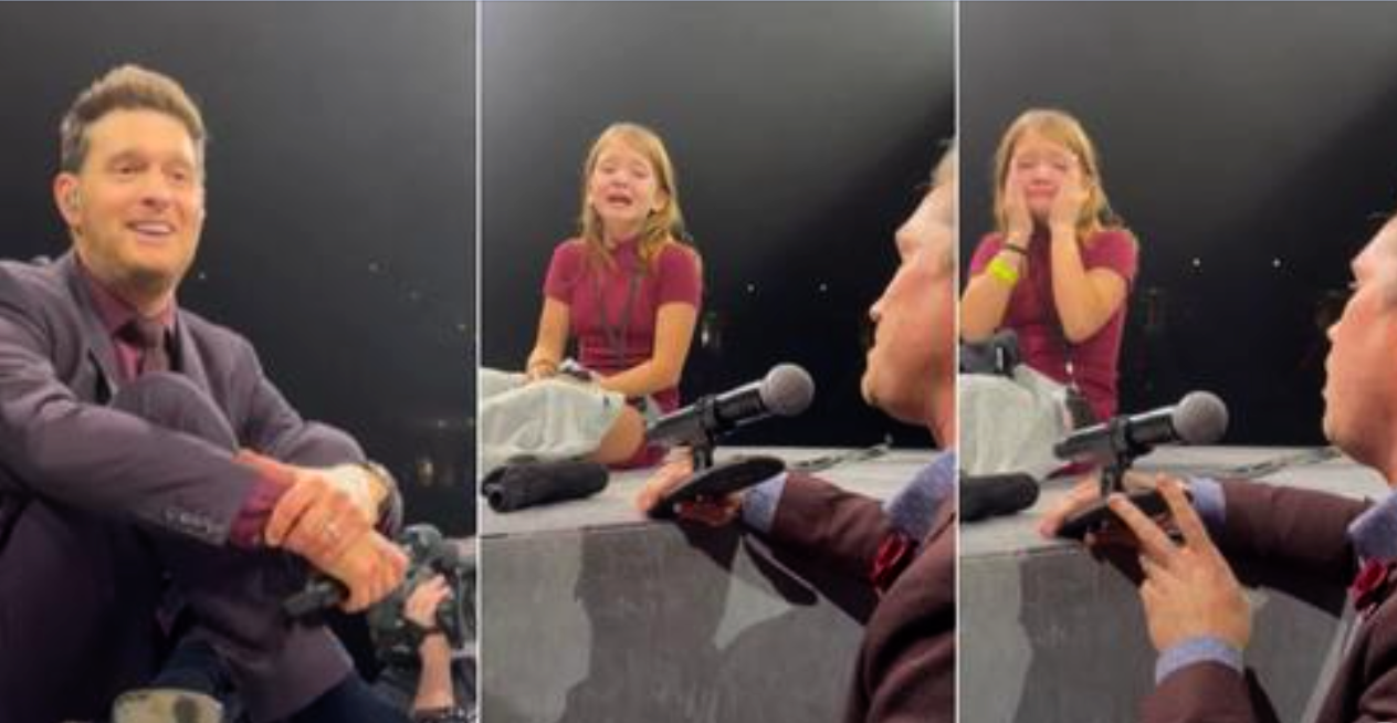Michael Bublé hands dad mic at concert and he sings his daughter the ...