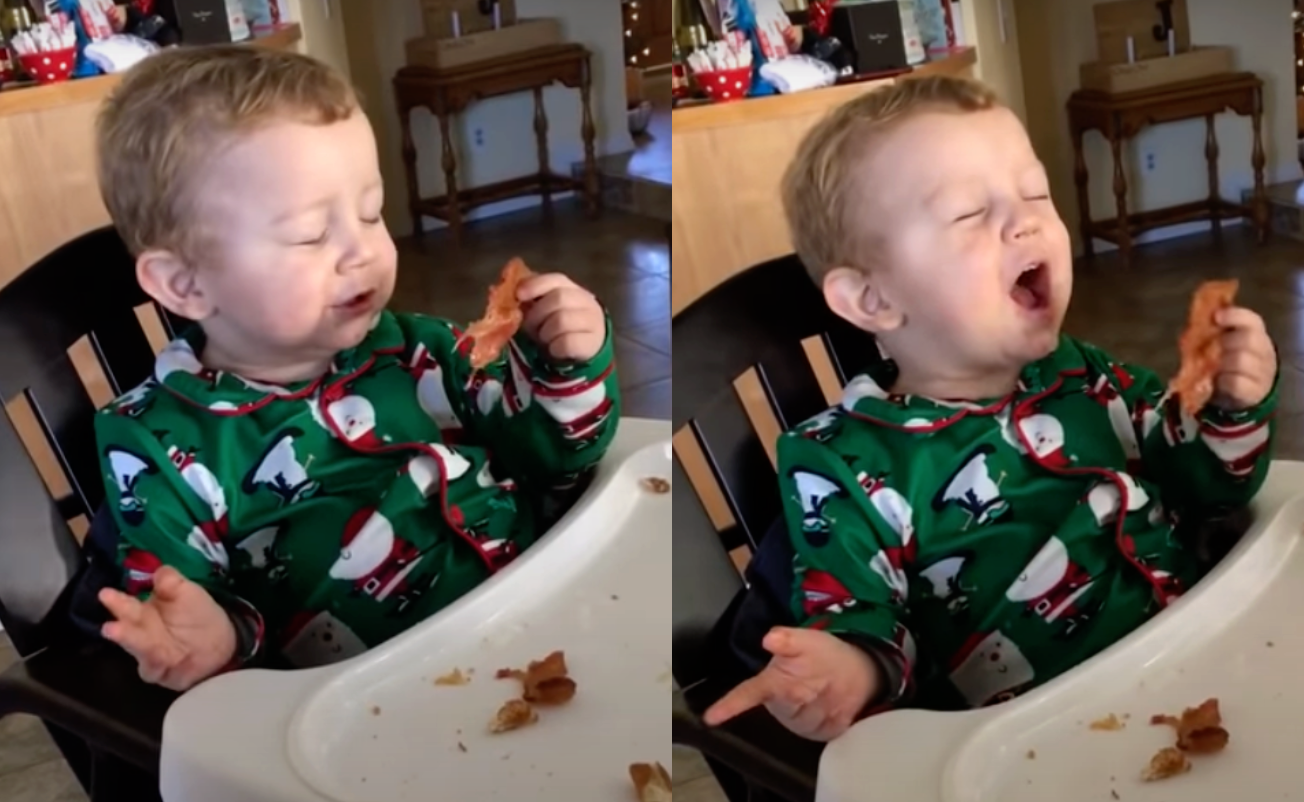 Little Boy tries Bacon for The First Time. His Reaction is Absolutely ...