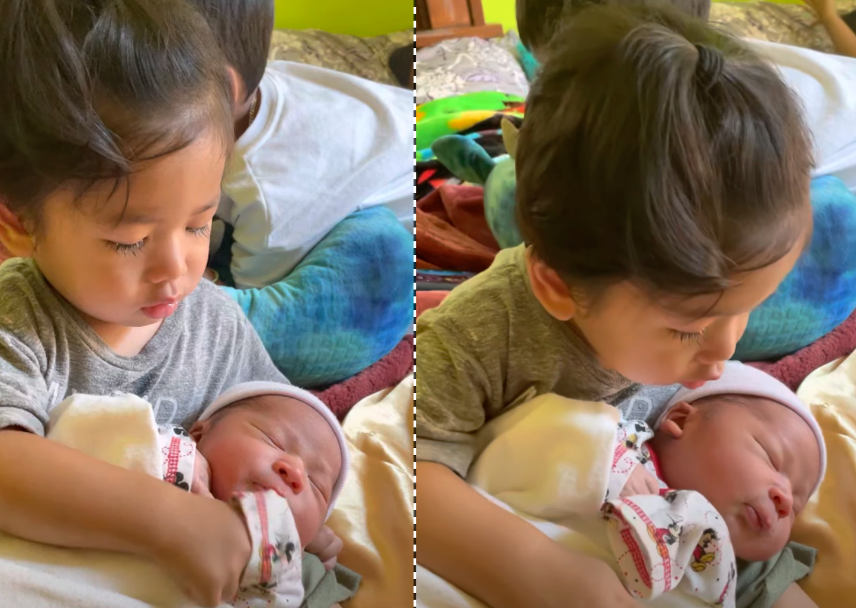 A Heartwarming Moment As Big Brother Carries Newborn Sibling | My Cute ...