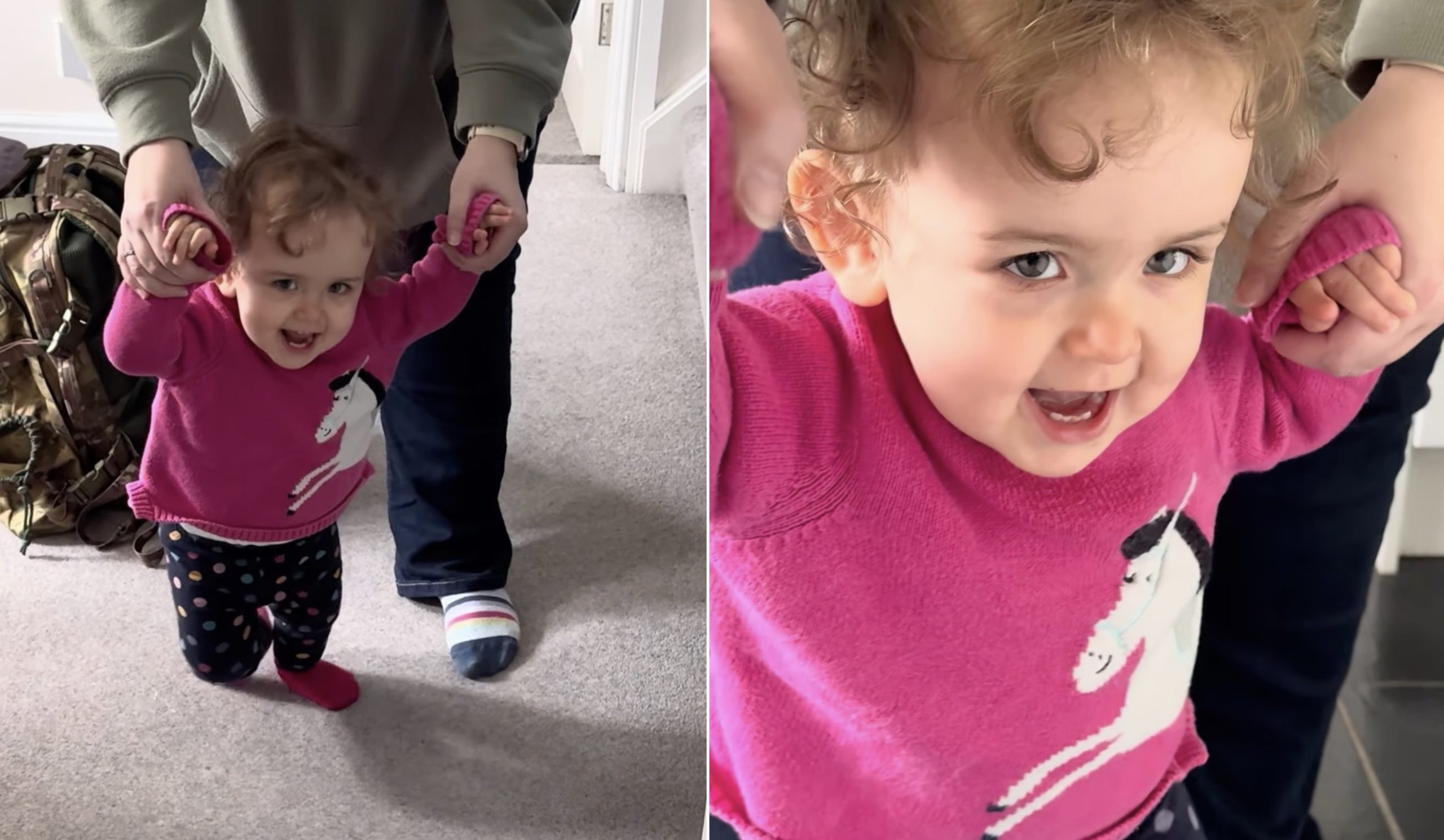 Baby’s first steps！She looks very confident and proud！ | My Cute Babies