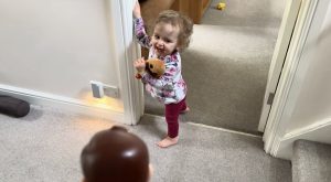 Happy girl : Little baby tries to escape from dad | My Cute Babies