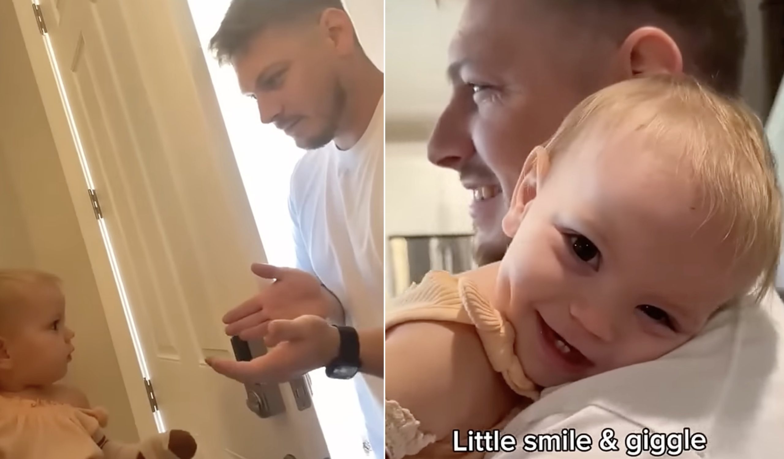 The baby’s reaction when she says goodbye to her father is priceless ...