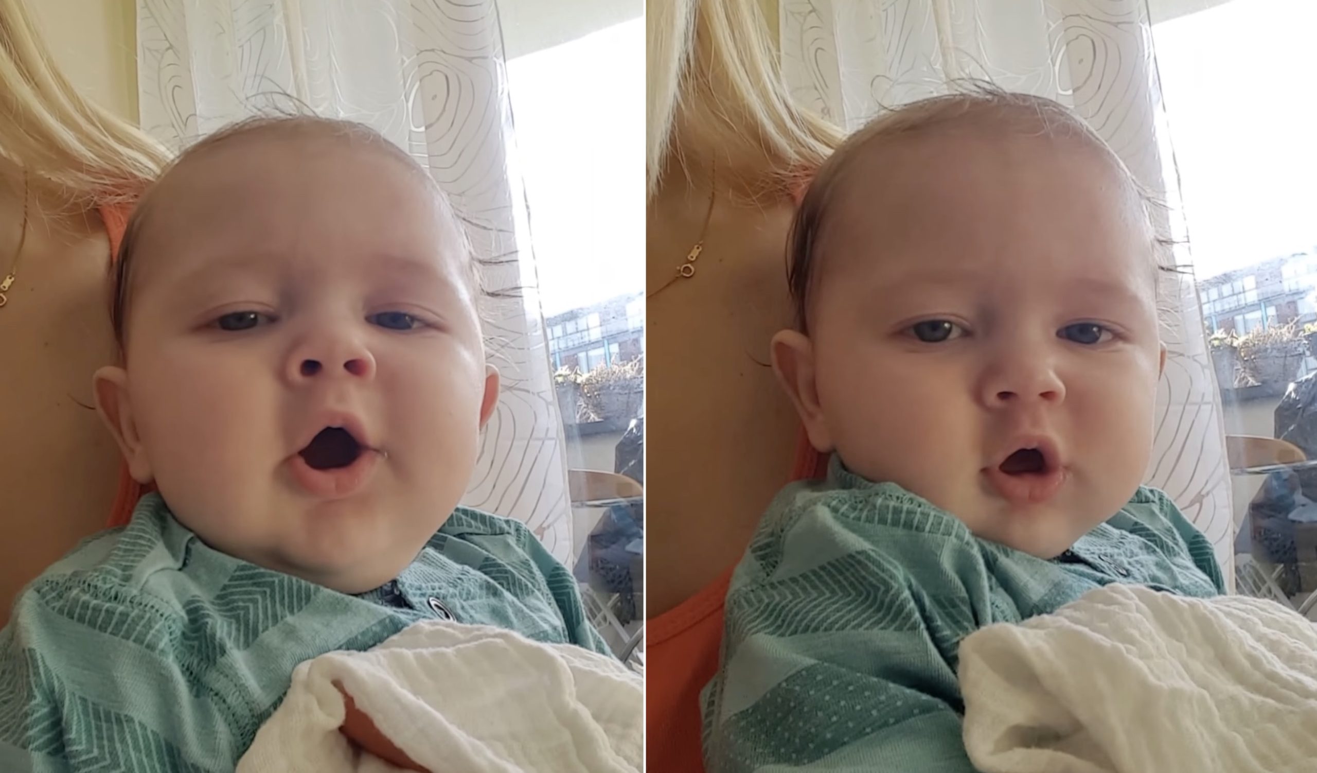 Emotional talks: A 5-month-old baby boy begins babbling in this ...