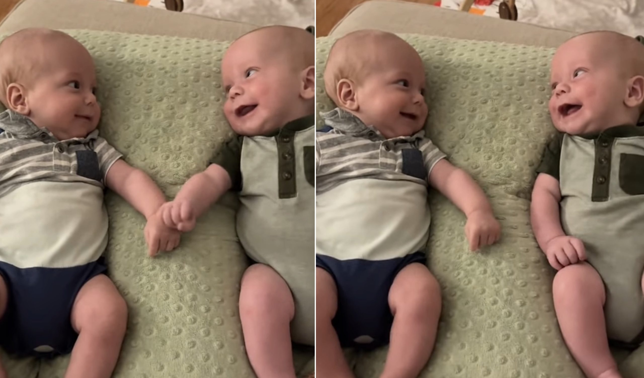Twin boys discovering each other for the first time! They will be the ...