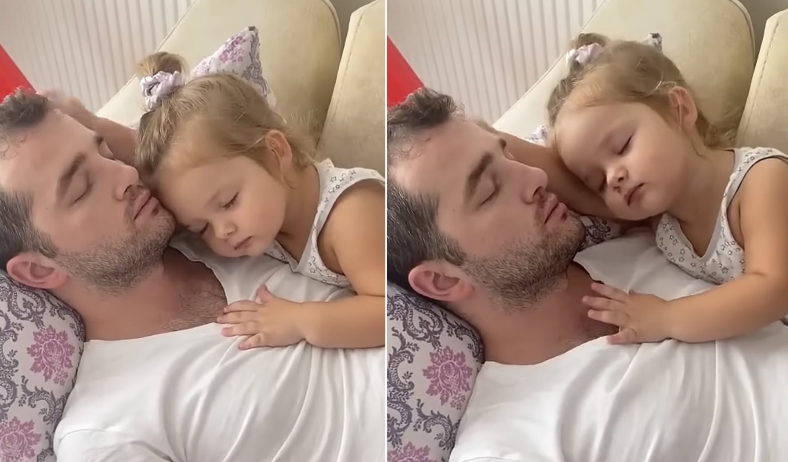 Such a precious moment: Little girl’s nap time begins with cute cuddles ...