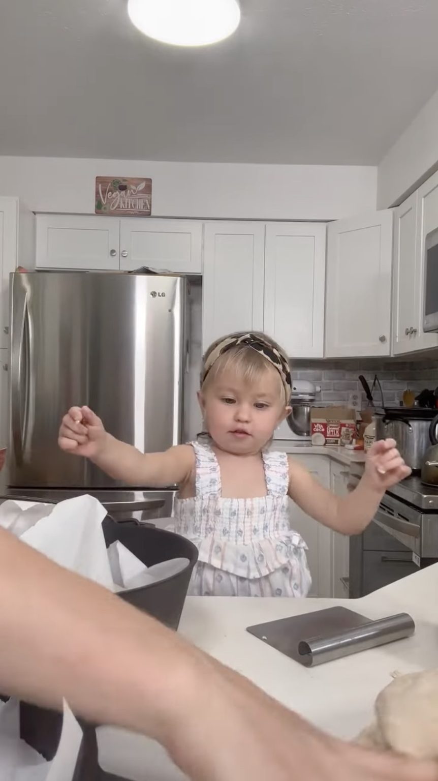 Sooo positive! Baby girl Ada helps Mommy with making bread | My Cute Babies