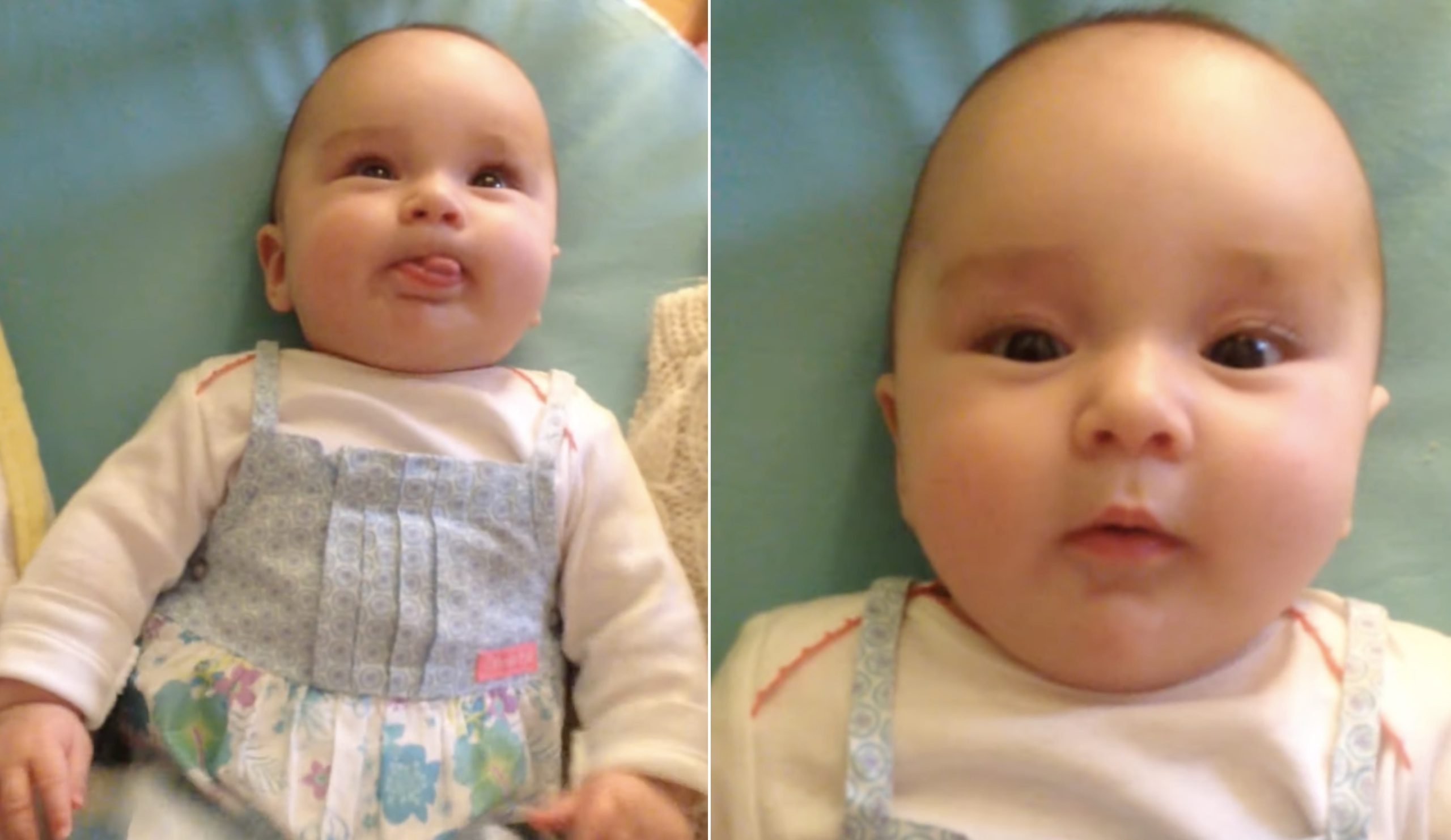 What a cutie pie! The baby girl makes cute cooing sounds | My Cute Babies