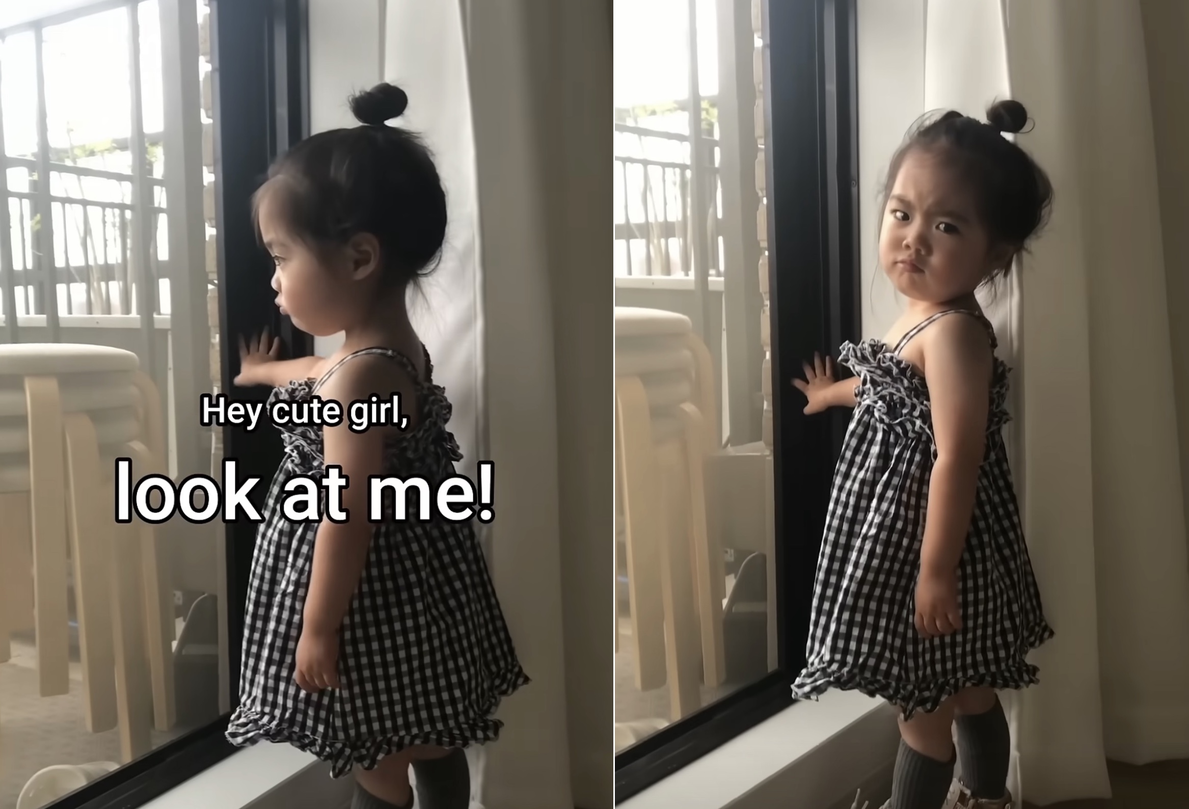“Hi, cute girl! Look at me.” The cutest attitude you have ever seen ...